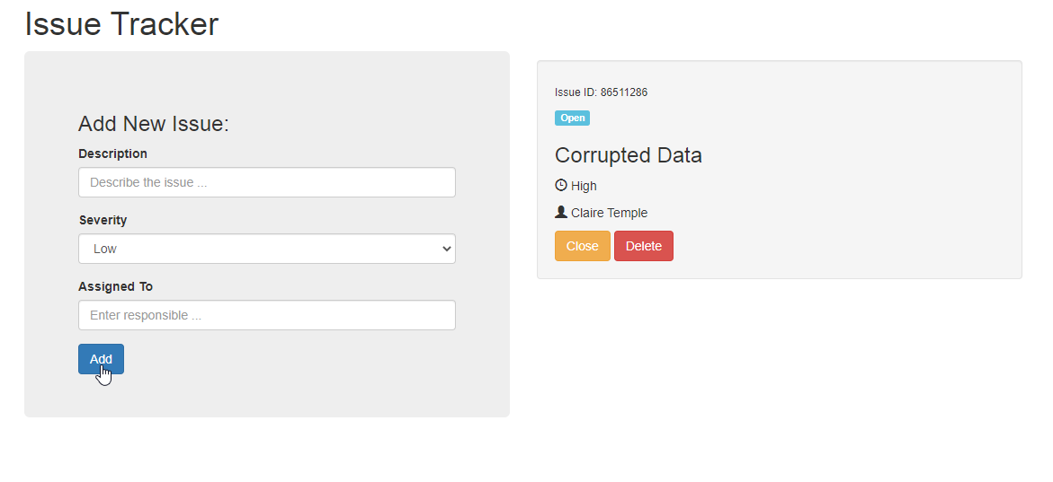 Issue Tracker App in JavaScript Free Source Code | SourceCodester